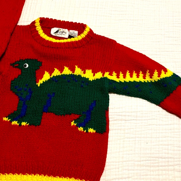 Puffin | Shirts & Tops | Vintage Knit Dinosaur Sweater | Poshmark